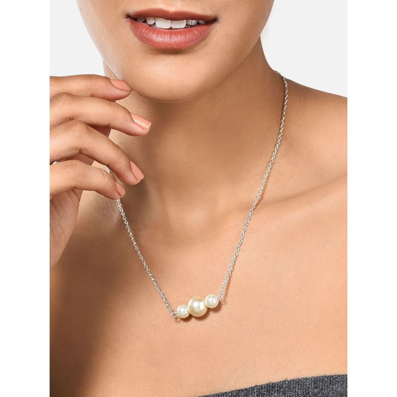 Buy Zaveri Pearls Silver Tone Contemporary Party Bling Pearls Chain