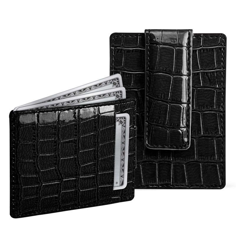 Buy Dailyobjects Black Croco Money Clipper Card Wallet Online