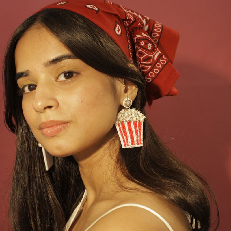 Buy Digital Dress Room Colourful Beaded Popcorn Dangler Earrings Online