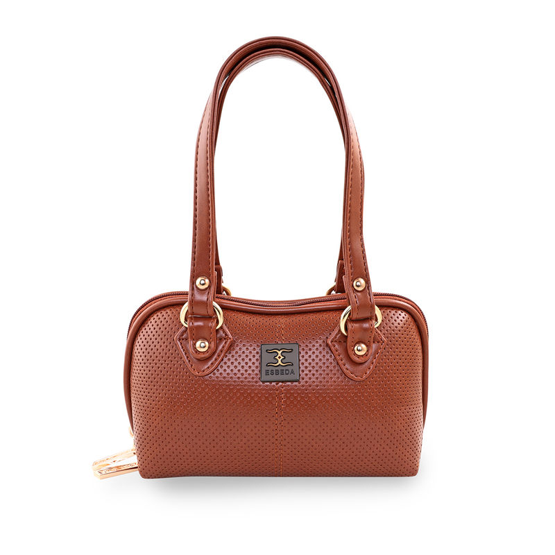 Buy ESBEDA Tan Color Solid Zip Over Tiny Handbag For Women Online