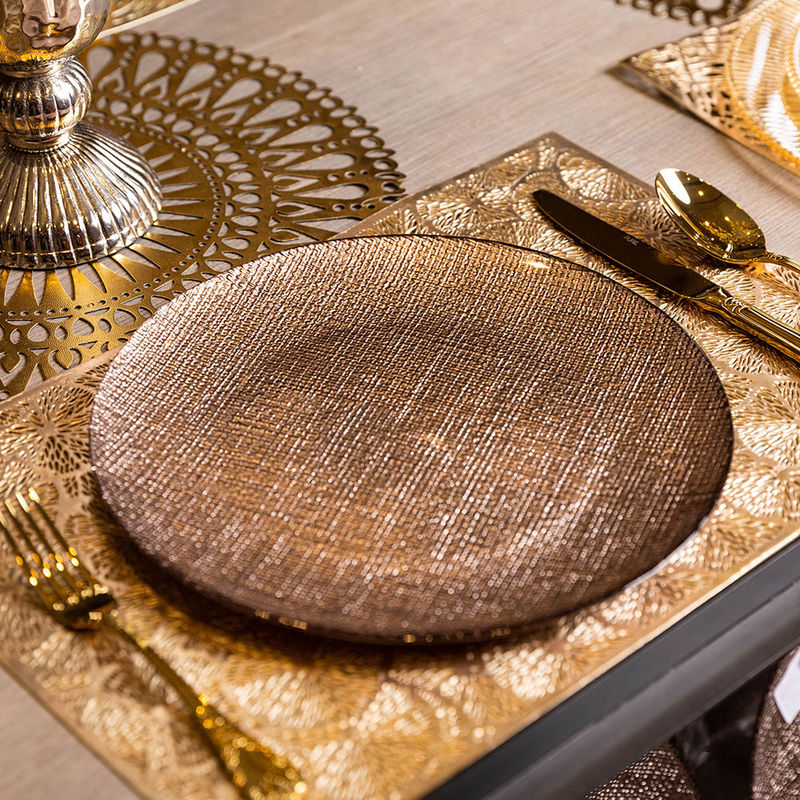 Pure Home + Living Set Of 2 Brown Textured Moderno Dinner Plate (1 ...