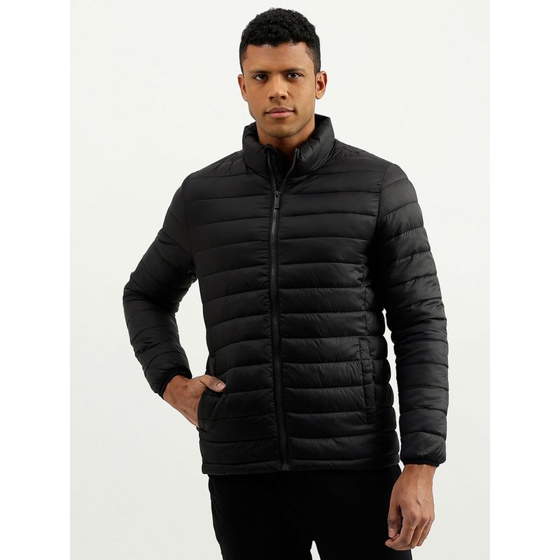 Buy United Colors Of Benetton Black Regular Fit Mock Neck Solid Jacket ...
