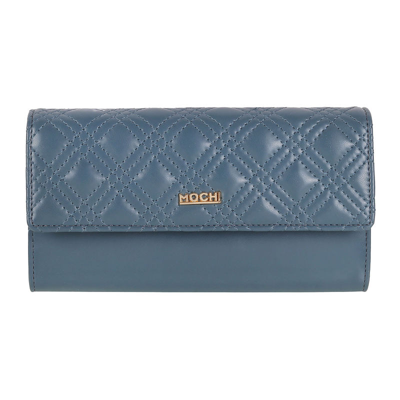 Buy Mochi Women Blue Synthetic Bifold Wallet Online
