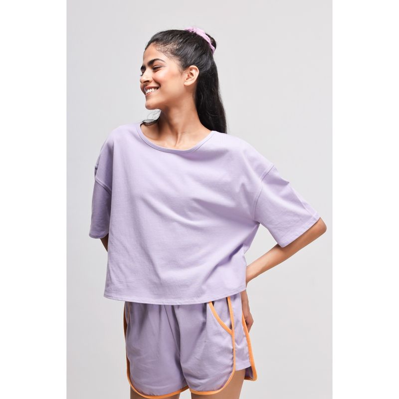Buy NeceSera Boxy Purple Cotton Top Online