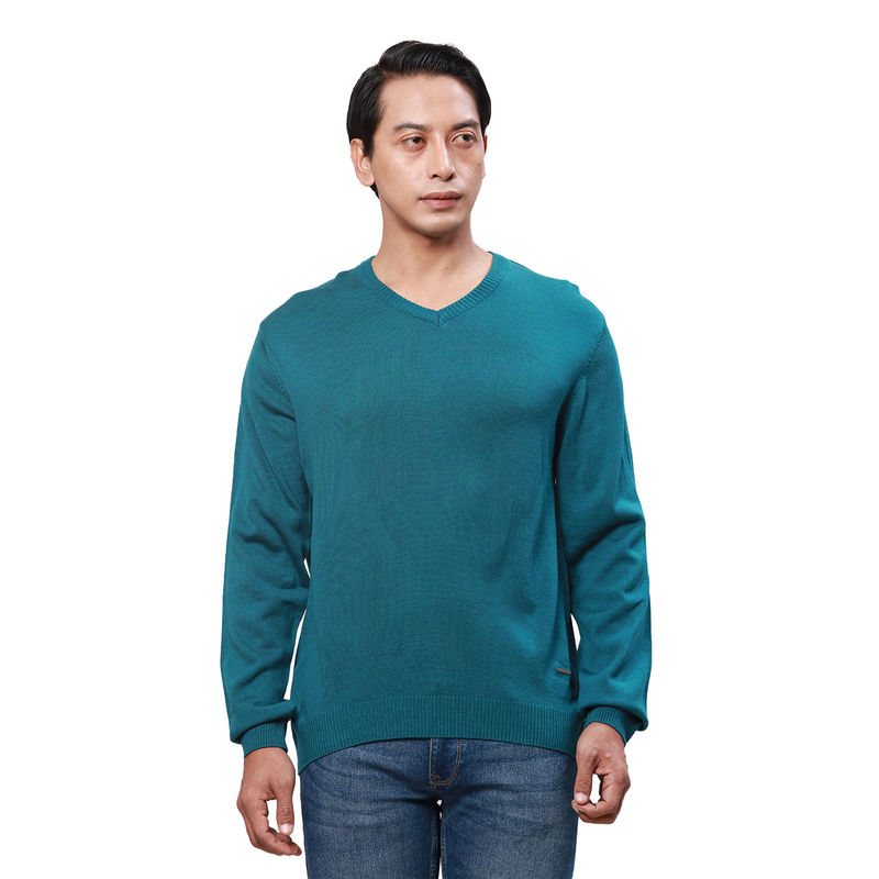 Buy Park Avenue Regular Fit Solid Dark Blue Sweater Online
