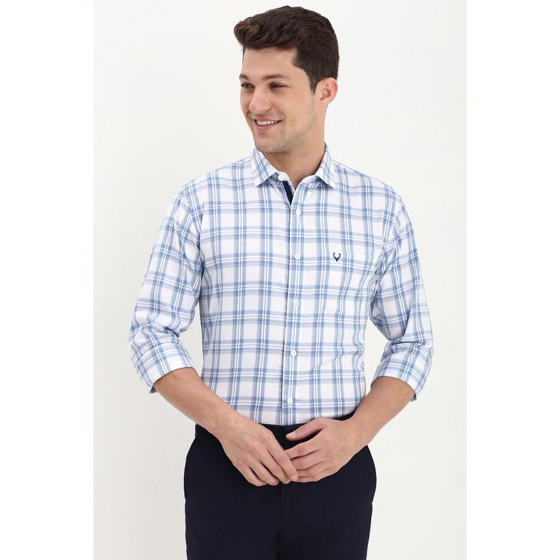 Buy Allen Solly Men White Slim Fit Checks Full Sleeves Formal Shirt Online