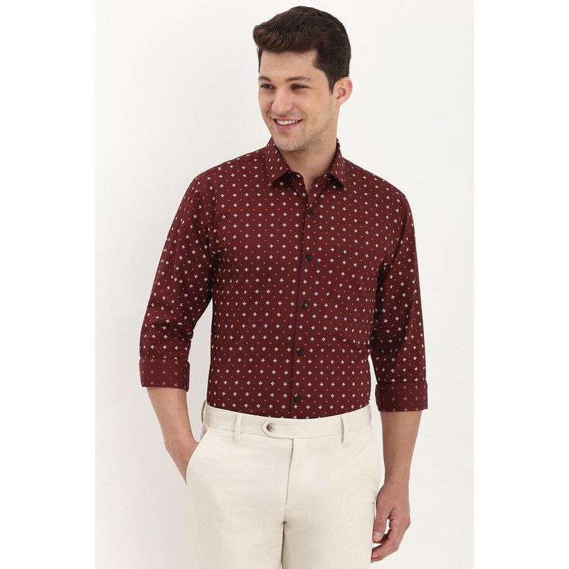 Buy Allen Solly Men Maroon Slim Fit Printed Full Sleeves Formal Shirt ...