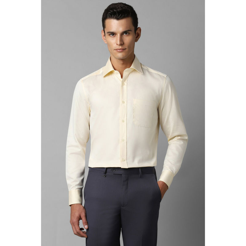 Buy Louis Philippe Men Yellow Classic Fit Solid Full Sleeves Formal ...