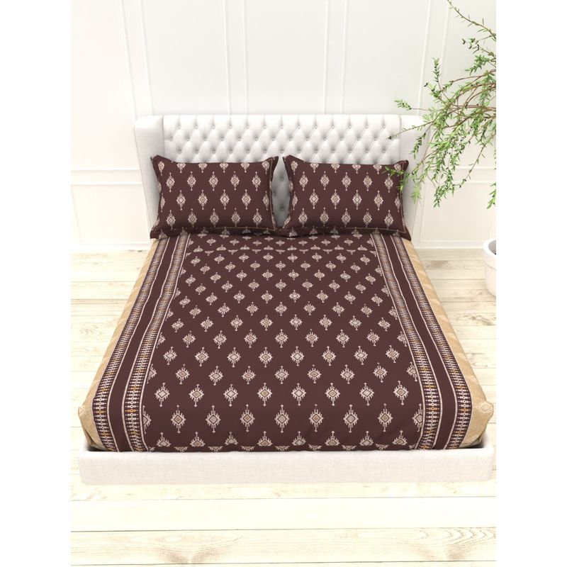 Buy the White Moss Bruno Printed 220 TC 100% Pure Cotton Satin King ...