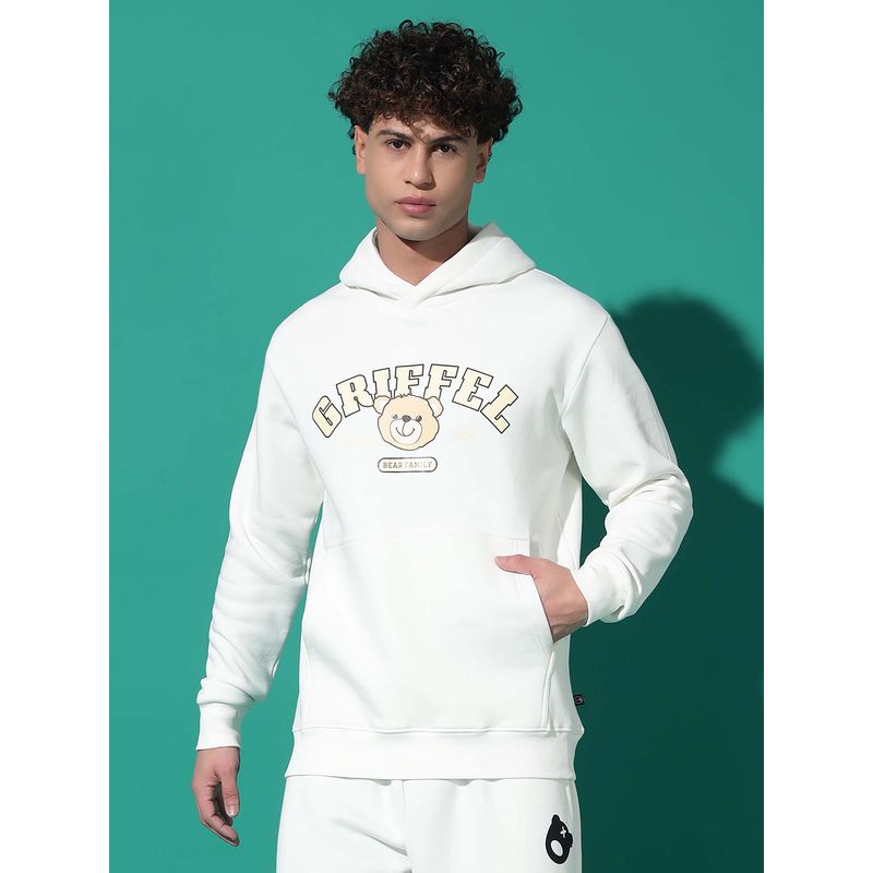 Buy Griffel Cute Teddy Regular Fit Off White Hoodie Online