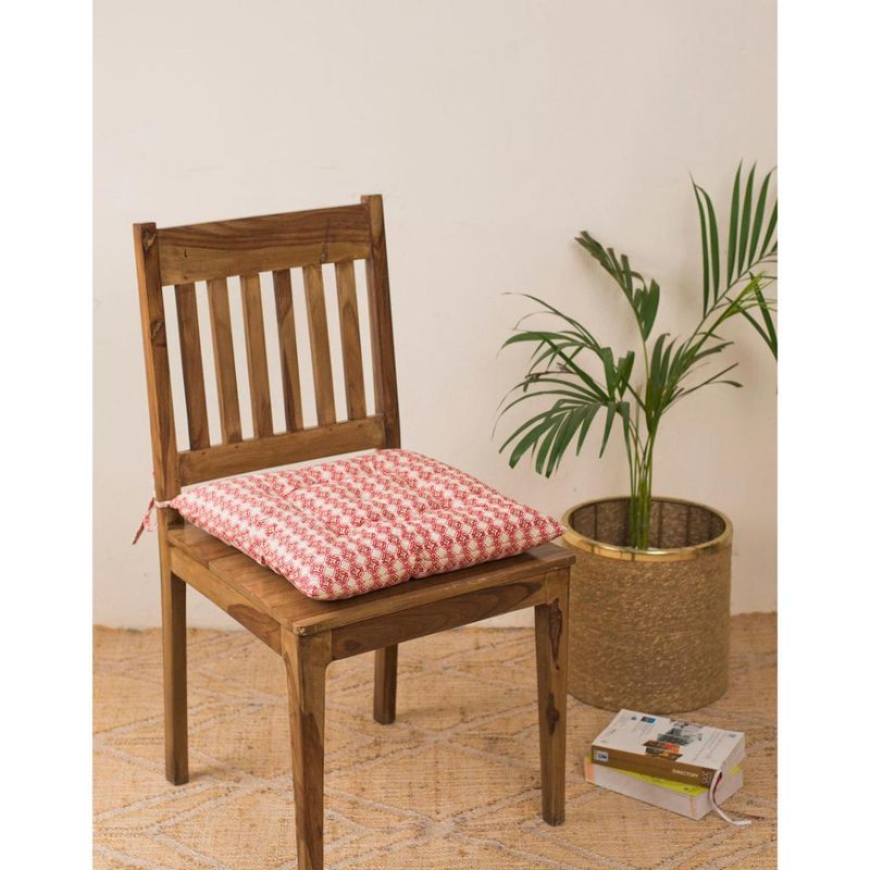 Buy Fabindia Red Cotton Printed Pushp Chair Pad Online