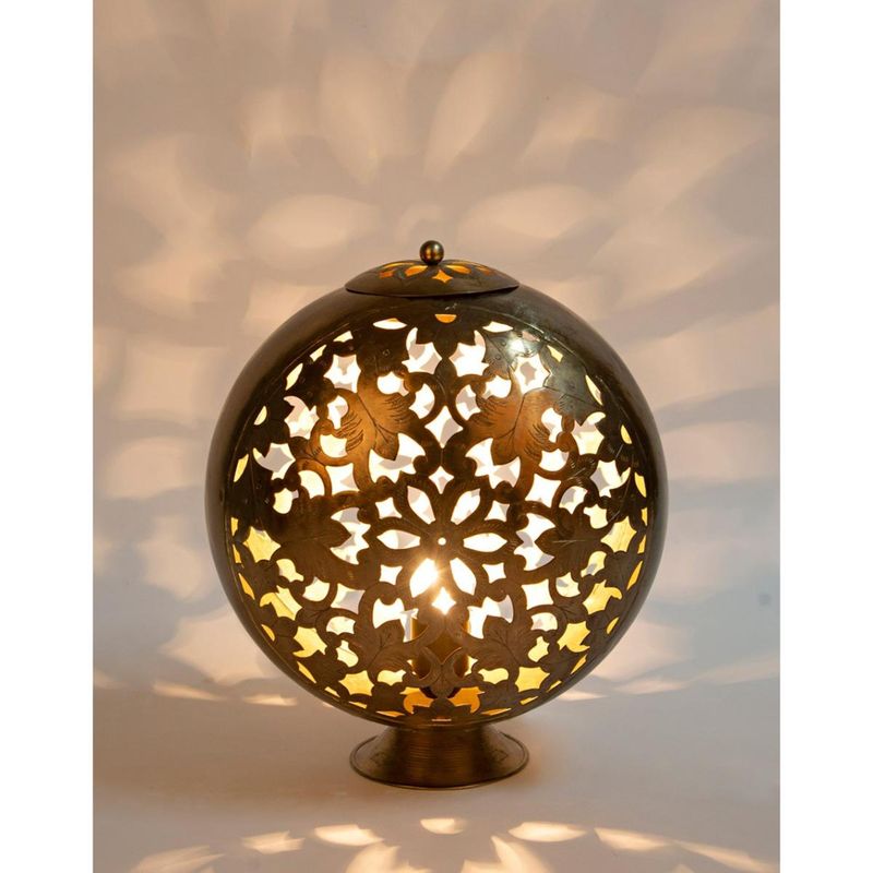 Buy Fabindia Brass Fazal Metal Cutwork Ambient Table Lamp Online