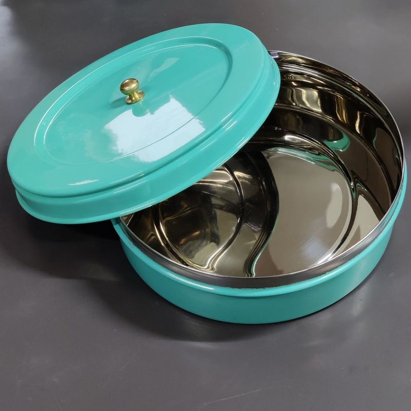Buy Living With Elan Round Stainless Steel Storage Roti Box-Aqua Online