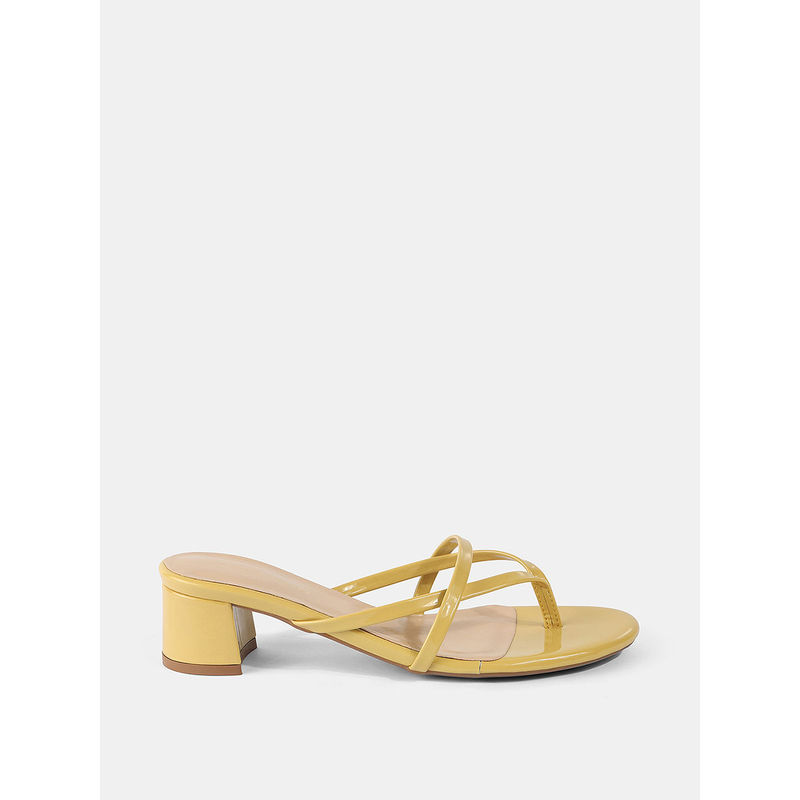 Buy Lemon & Pepper Yellow Block Heels Sandals Online
