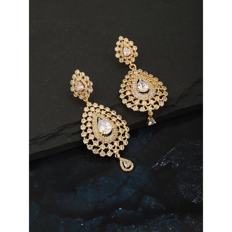 Buy Carlton London Gold Plated Dangling Solitaire Tear Drop Dangler ...