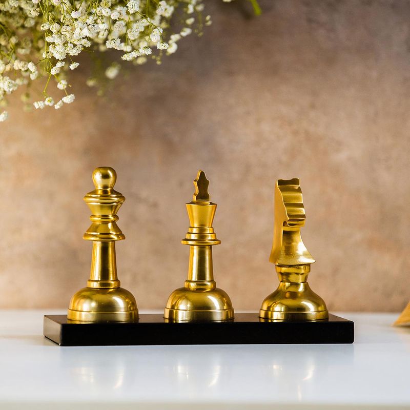 Buy SG Home Golden Marble and Metal Chess Decor Accent Gold Online