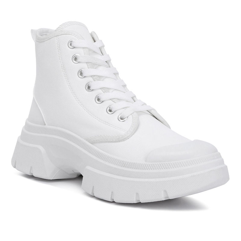 Buy London Rag White Chunky Lace Up Combat Boots Online