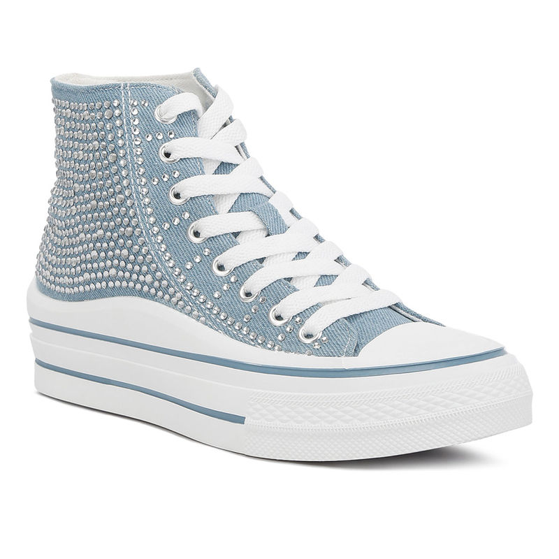 Buy London Rag Denim Light Blue Rhinestone Embellished Ankle-Length ...