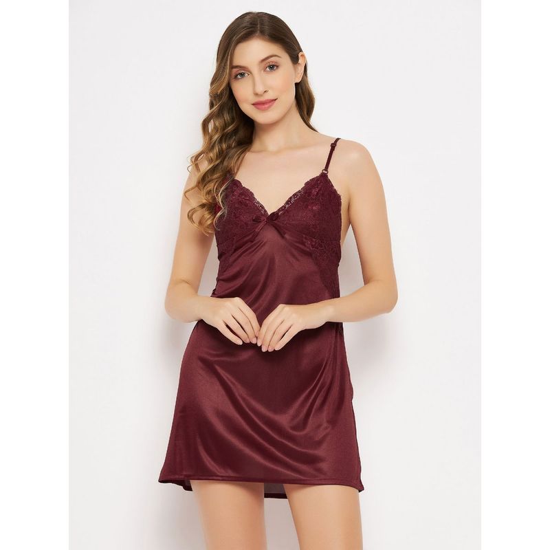Clovia Chic Basic Babydoll in Maroon Satin: Buy Clovia Chic Basic Babydoll in Maroon Satin ...