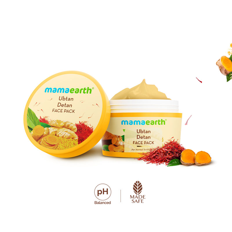 Buy Mamaearth Ubtan Detan Face Pack Reduces Tan, Adds Glow, with Saffron & Turmeric for Radiant ...