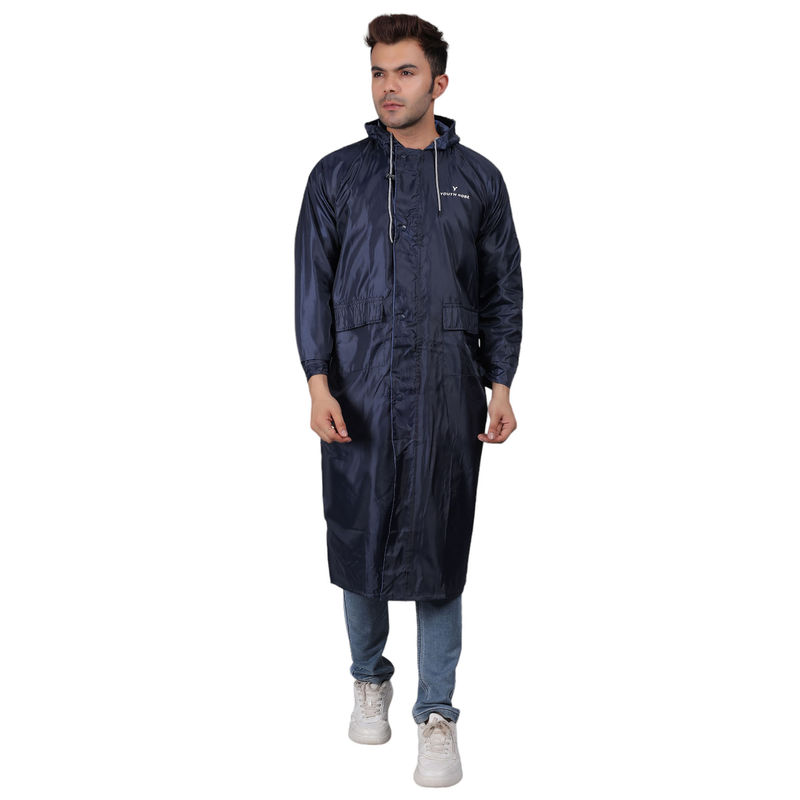 Buy YOUTH ROBE Men Blue Waterproof Tapping Raincoat with Carrying Pouch ...