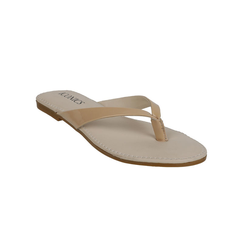 Buy Iconics Beige Women Solid Flats Online
