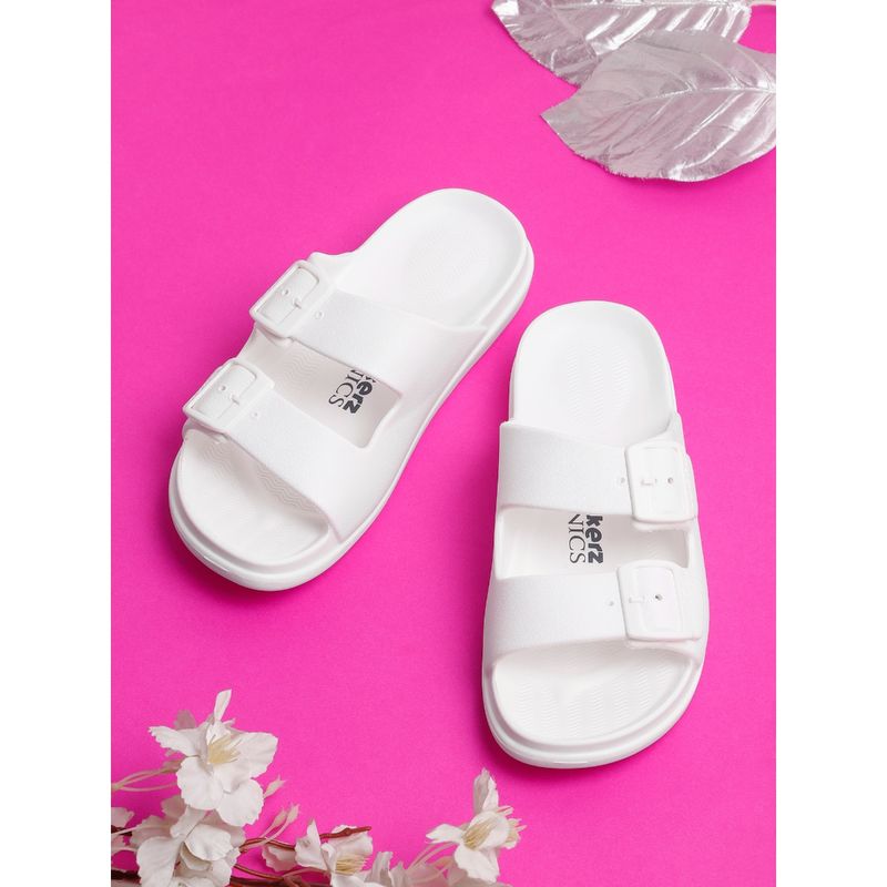 Buy Iconics White Women Solid Sliders Online