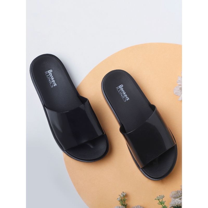 Buy Iconics Black Women Solid Sliders Online