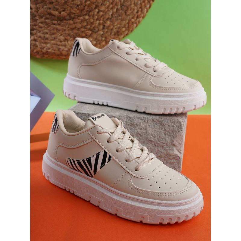 Buy Iconics Beige Women Printed Sneakers Online