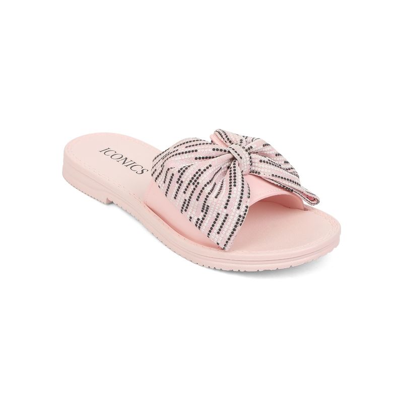 Buy Iconics Baby Pink Women Polka Dots Sliders Online