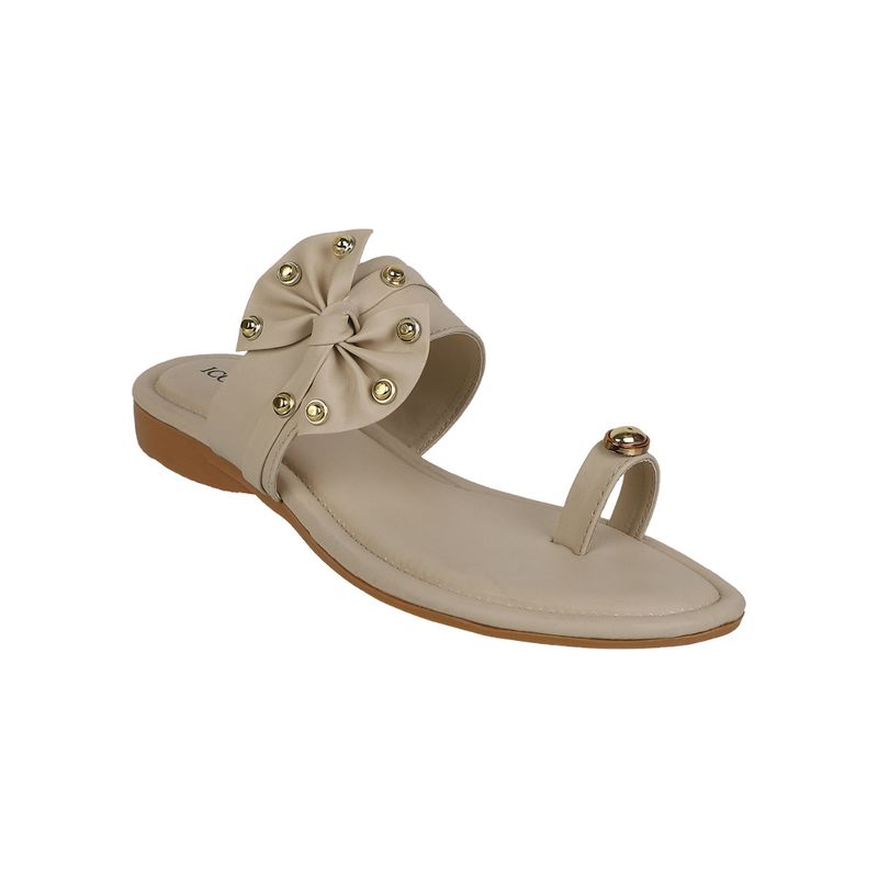 Buy Iconics Beige Women Embellished Sequined Flats Online