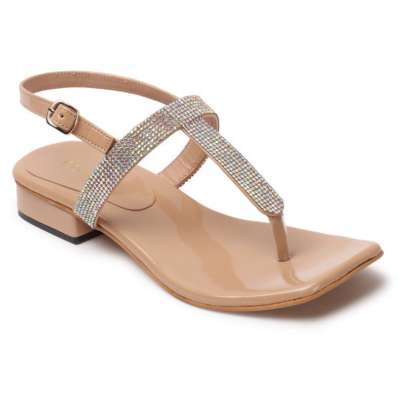 Buy Iconics Beige Women Embellished Sequined Sandals Online