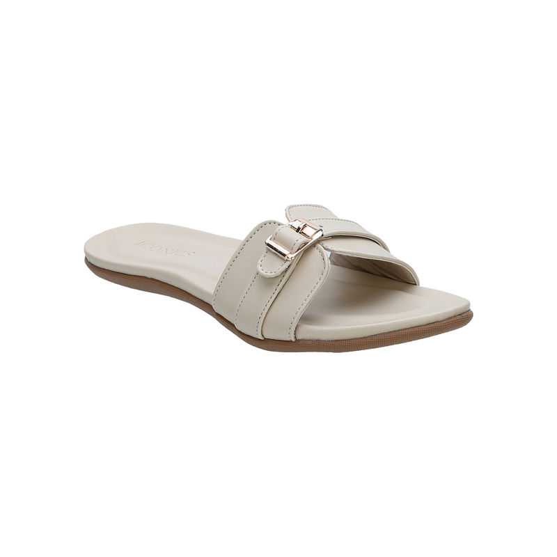Buy Iconics Beige Women Solid Flats Online