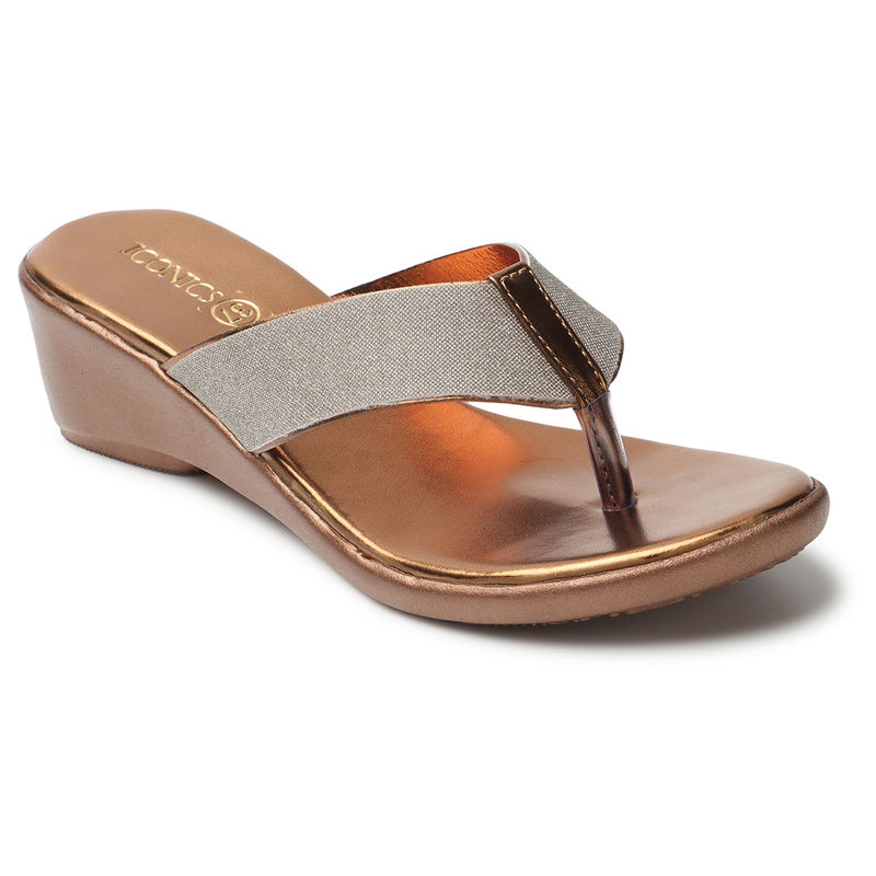 Buy Iconics Copper Women Embellished Sequined Sandals Online