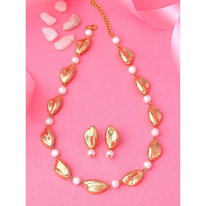 Buy Estele Gold Plated Patterned Necklace with Pearl for Women (Set of ...