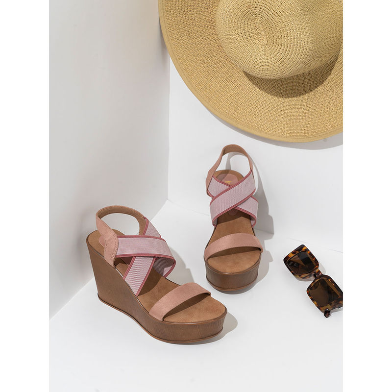 Buy Inc.5 Women Peach Solid Round Toe Party Wear Wedge Heel Sandals Online