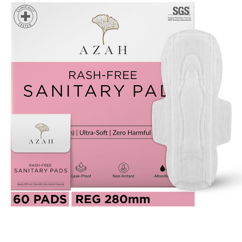 Buy Azah Rash-Free Sanitary R 60 Pads with Disposable bags Online
