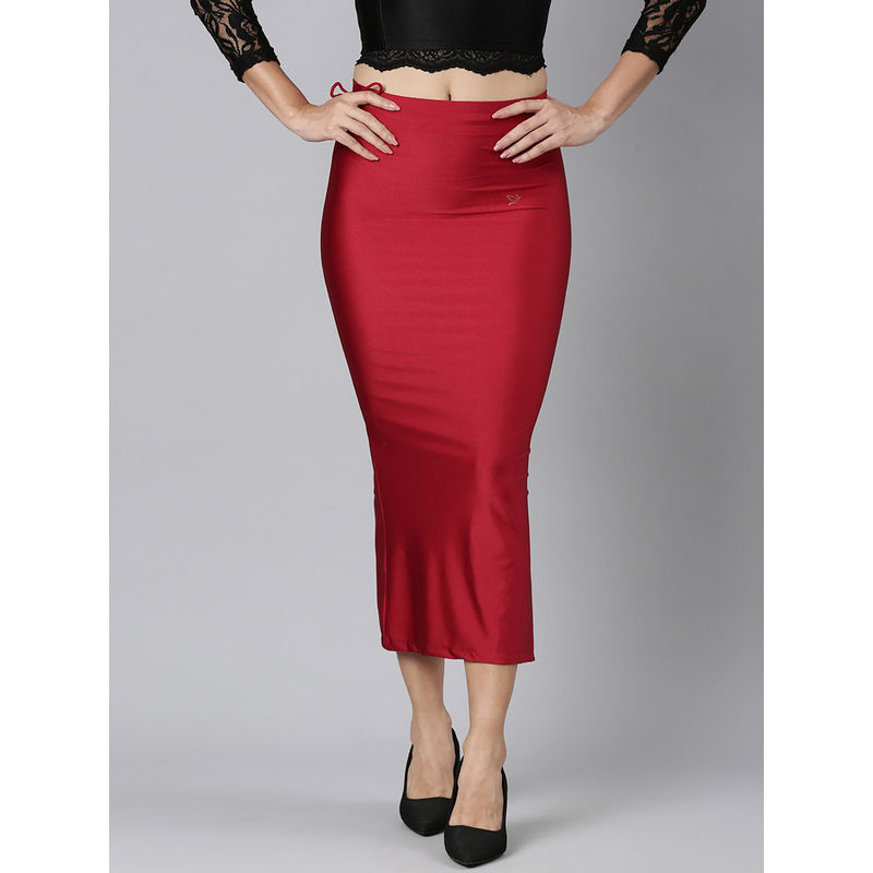 Buy TWIN BIRDS Red Velvet Women Straight Fit Saree Shaper Online