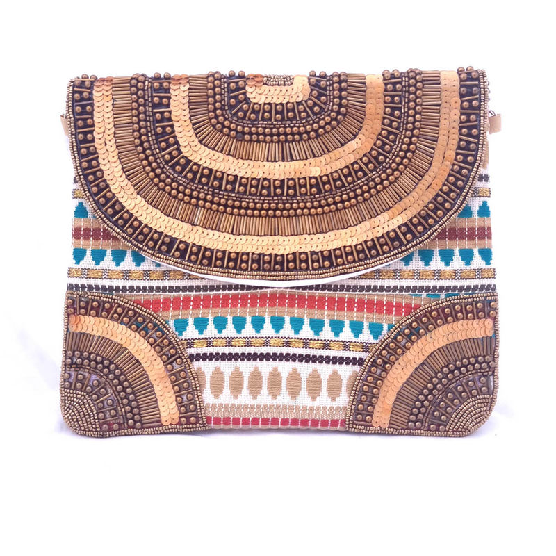 Buy A Clutch Story Sea Shells Beaded Hemp Clutch Online