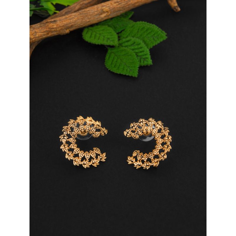 Buy E2O Contemporary Golden Quirky Stud Earrings for Women Online