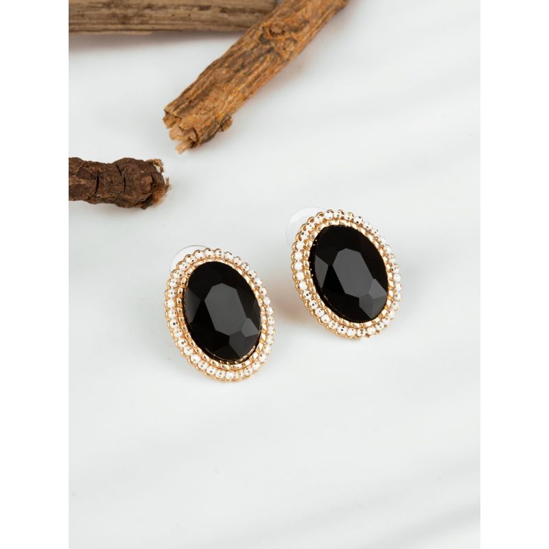 Buy E2O Golden Plated Stone Embellished Contemporary Stud Earrings Online