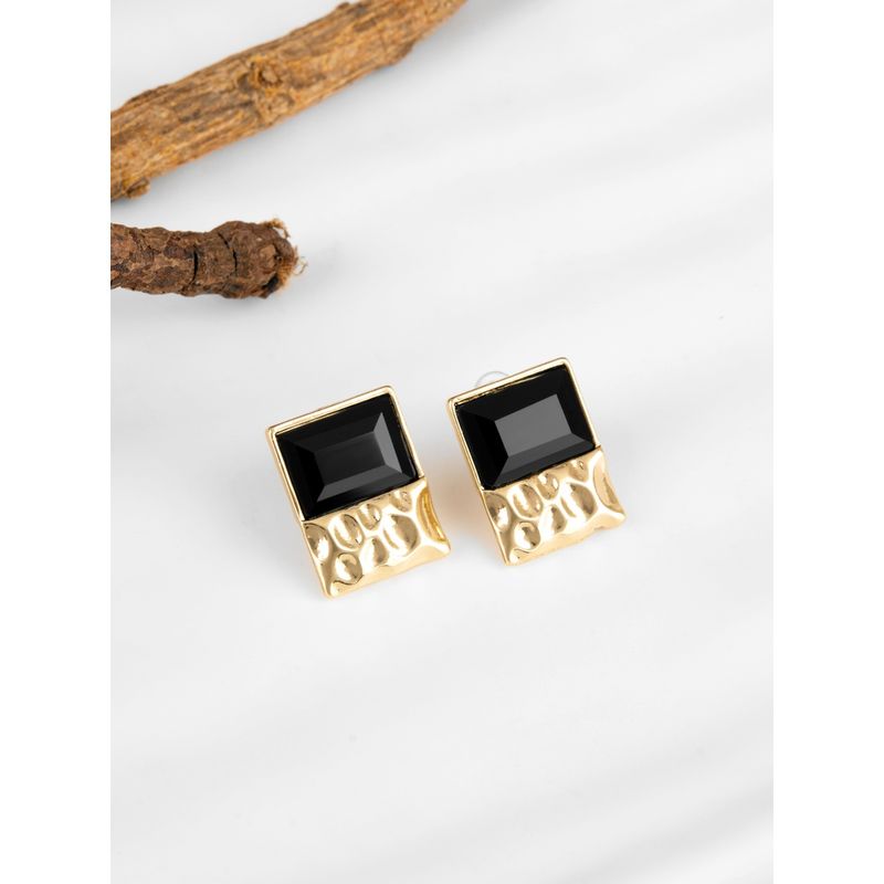 Buy E2O Golden Plated Stone Embellished Contemporary Stud Earrings Online