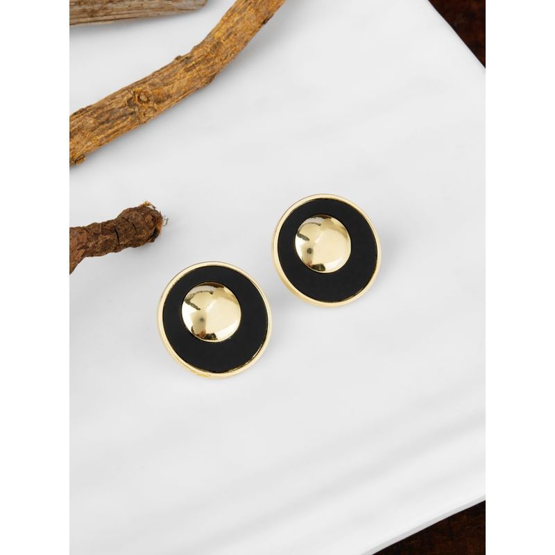 Buy E2O Golden Plated Stone Embellished Contemporary Stud Earrings Online