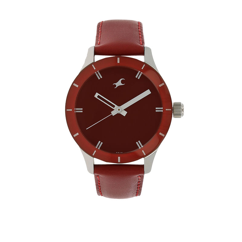 Buy Fastrack Red Dial Red Leather Strap Watch Online