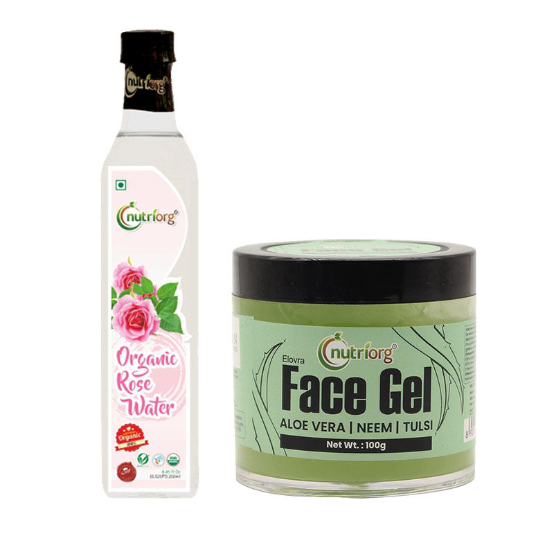 Buy Nutriorg Certified Organic Rose Water 250 Ml, Nutriorg Aloevera Face Gel Neem & Tulsi 100g ...