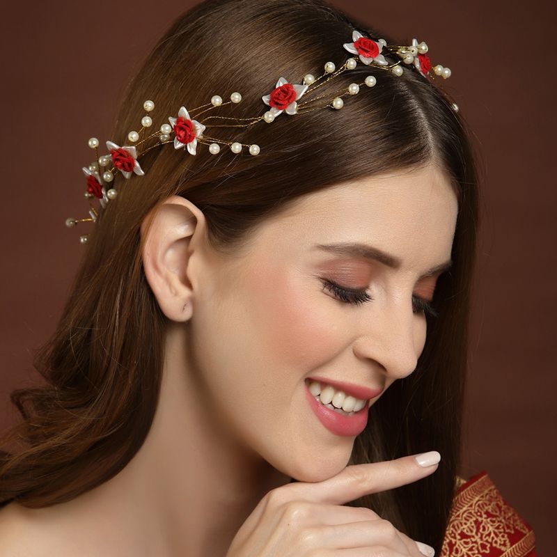 PANASH Women Gold Plated Rose Shaped Embellished Tiara: Buy PANASH ...