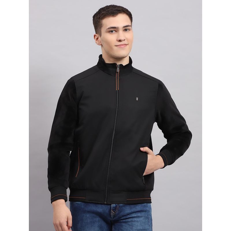 Buy Monte Carlo Men's Solid Black High Neck Full Sleeves Jacket Online