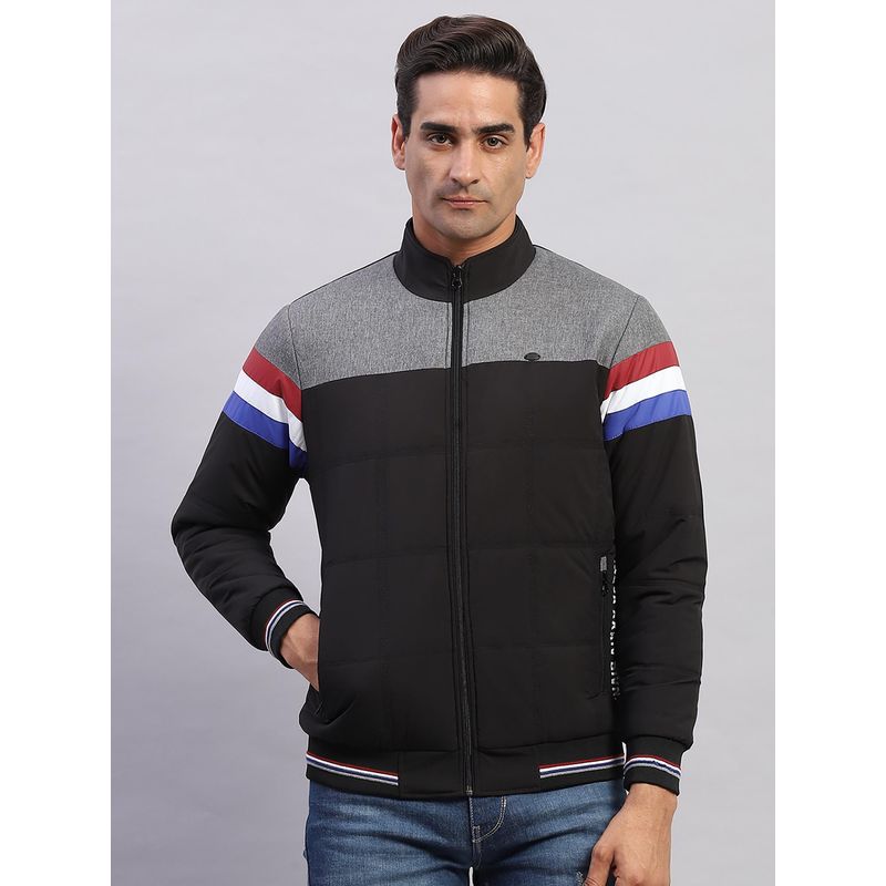 Buy Monte Carlo Men's Solid Black High Neck Full Sleeves Jacket Online