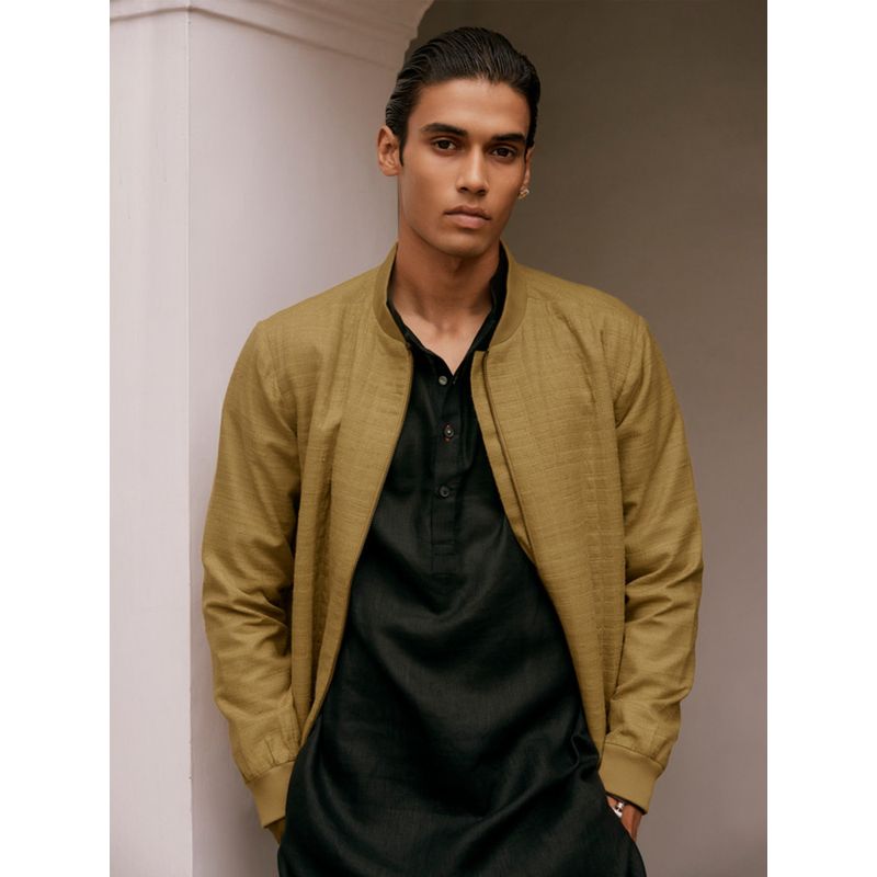 Buy Andamen Regular Fit Men Khaki Bomber Quilted Jacket Online
