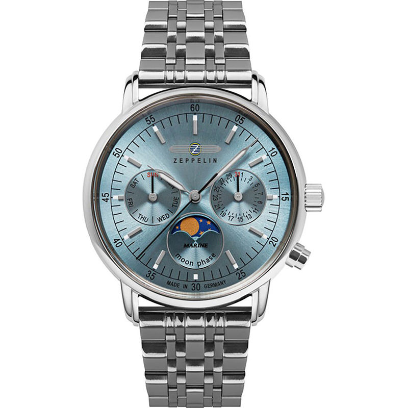 Buy Zeppelin LZ 14 Marine Day Date Moon Phase Analog Dial Color Blue ...